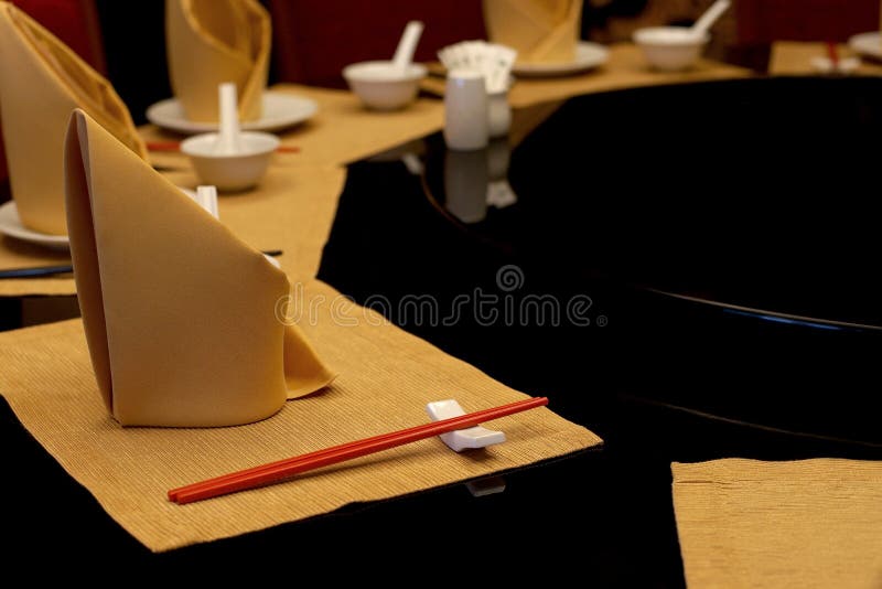 Chinese Restaurant Dinner Table Setting Stock Image - Image of glass ...