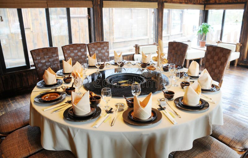The Chinese Restaurant Inside Stock Photo - Image of ceramic, table ...