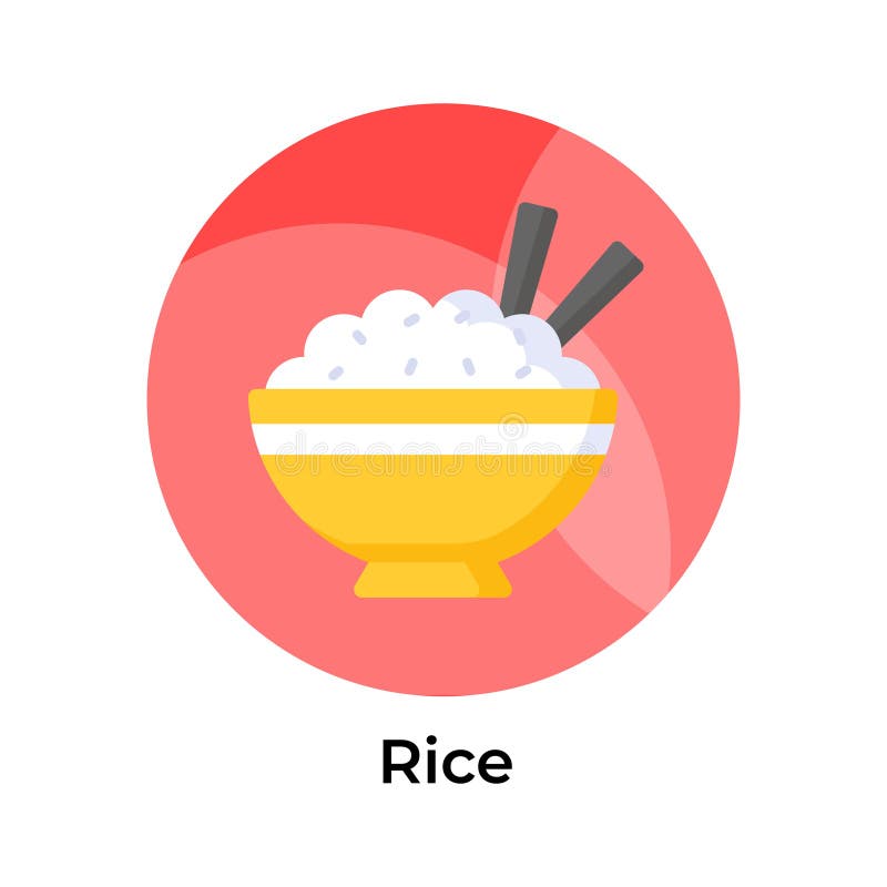 Chinese Rice in a Bowl with Chopsticks, Editable Icon of Rice Bowl ...