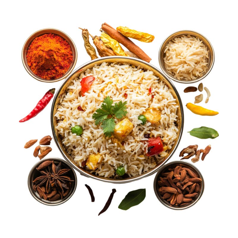 Chinese Rice in a Bowl with Spices on Transparent Background - Ai ...