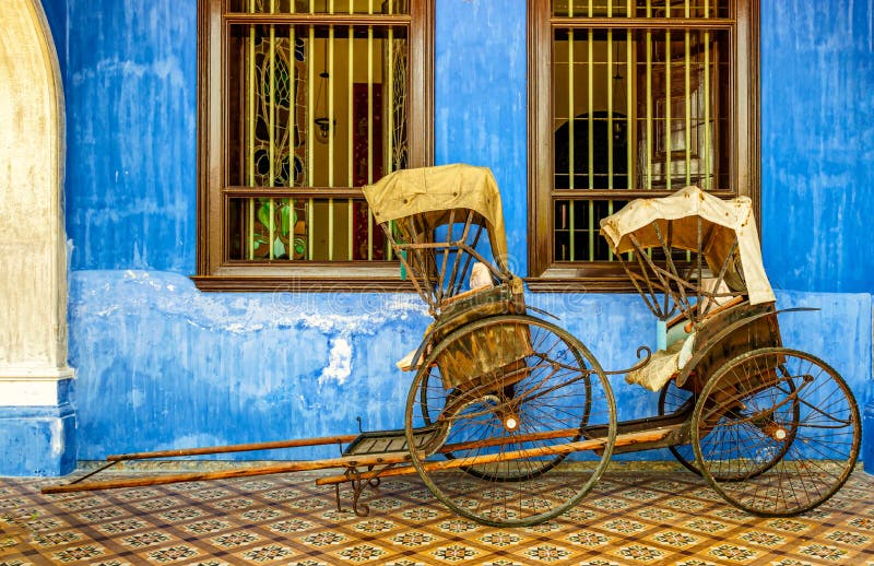 Chinese Rickshaw on Display in Front of the Building Stock Image ...