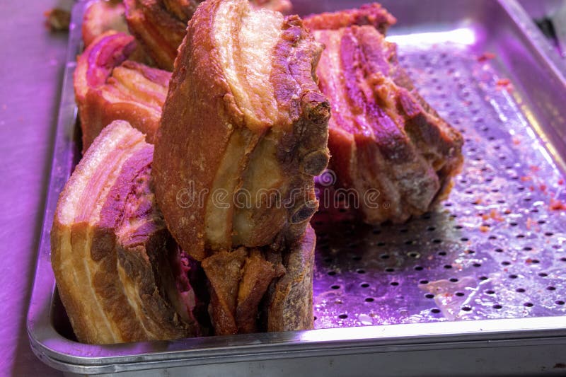 Chinese Roasted Pork Belly Meat Stock Image - Image of market, diet ...