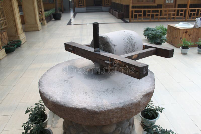 Chinese Rock mill stock image. Image of roller, rice - 15290363