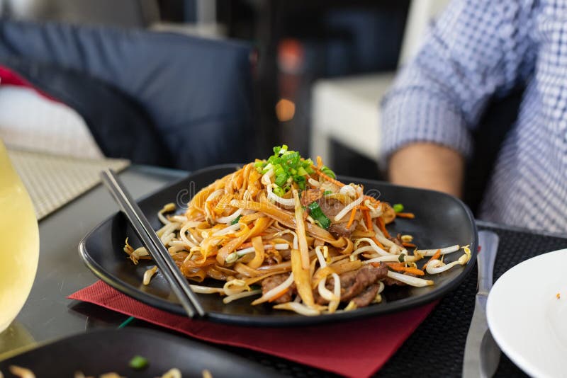 Chinese Salad in Black Bowl in Restaurant Stock Photo - Image of asian ...