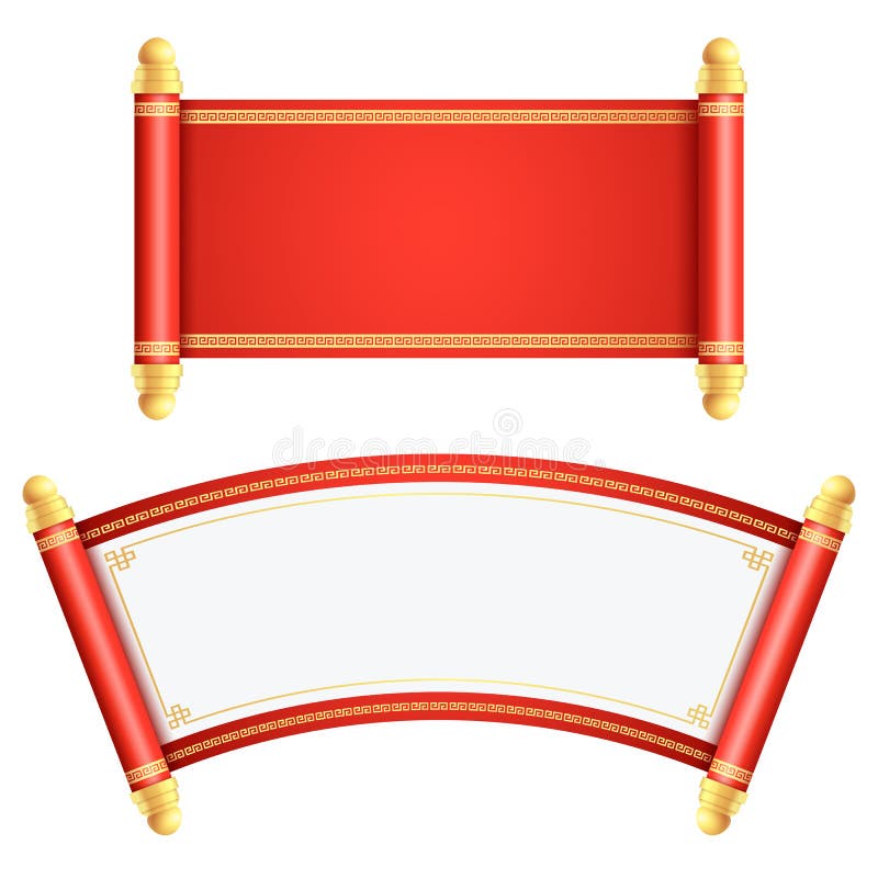 Chinese Scroll Illustration Template on White Background Stock Vector ...