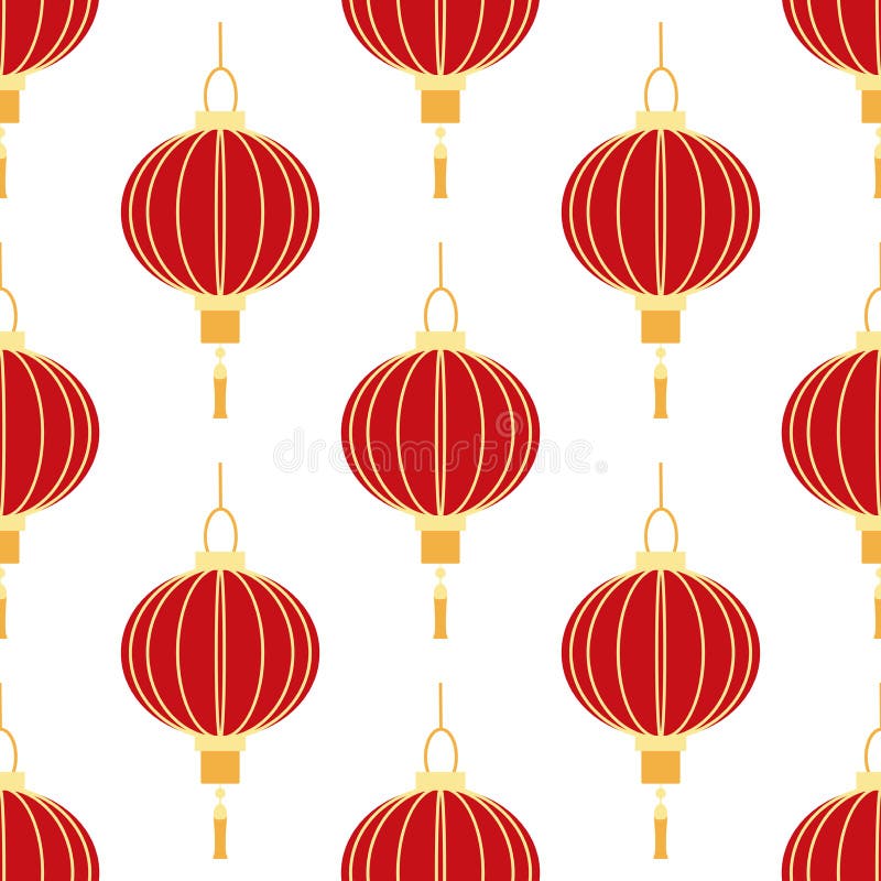 Chinese Seamless Pattern with Feng Shui Paper Lantern Stock Vector ...