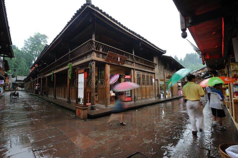 Chinese shangli old town editorial stock photo. Image of decorate ...