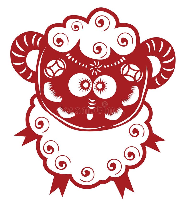 Chinese sheep paper cut stock vector. Illustration of sheep - 56095510