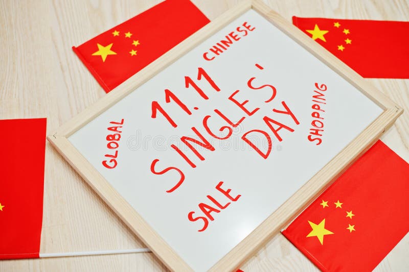 Chinese Singles Day Theme. Board with China Flags Stock Image - Image ...