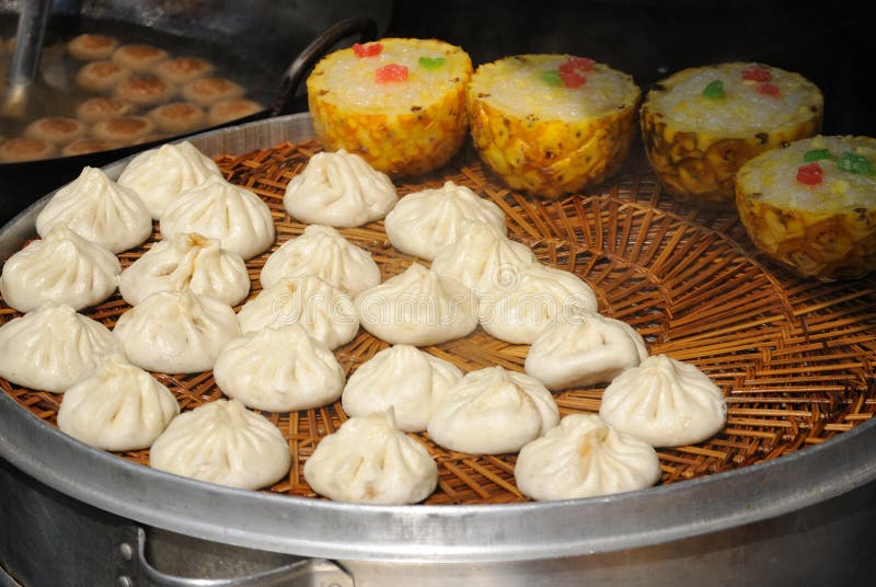 Steamed Stuffed Bun with Pineapple Rice Stock Photo - Image of food ...