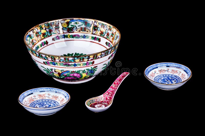 Chinese Soup Set Over Black Stock Photos - Free & Royalty-Free Stock ...