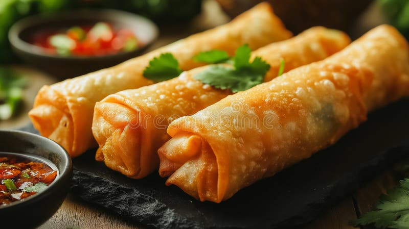 Chinese Spring Rolls, Crispy Fried Appetizer, Traditional Chinese Dish ...