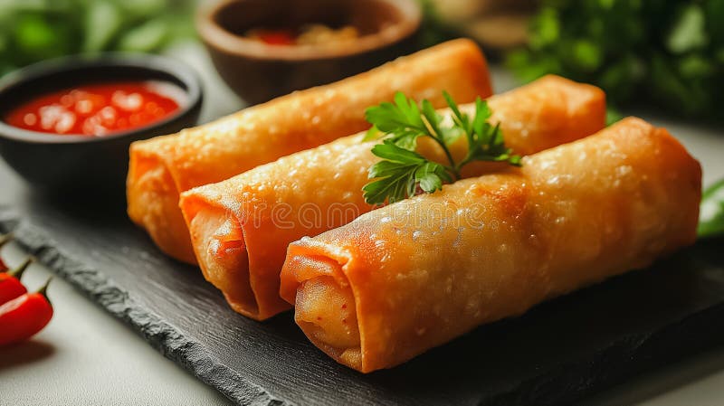 Chinese Spring Rolls, Crispy Fried Appetizer, Traditional Chinese Dish ...