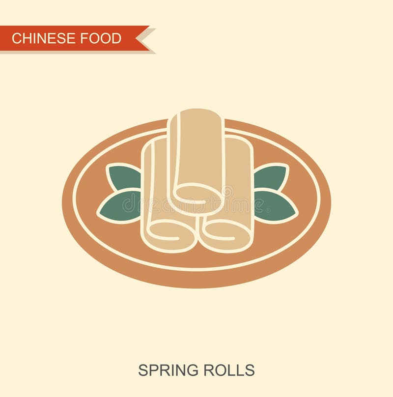 Chinese Spring Rolls Fried. Flat Vector Icon Stock Vector ...
