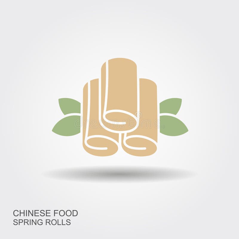 Chinese Spring Rolls Fried. Flat Vector Icon with Shadow Stock Vector ...