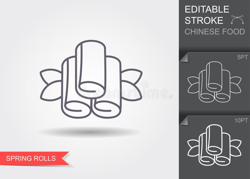 Chinese Spring Rolls Fried. Linear Icon with Editable Stroke with ...