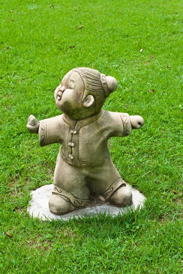 Chinese Statue on the Grass Field in the Temple. Stock Image - Image of ...