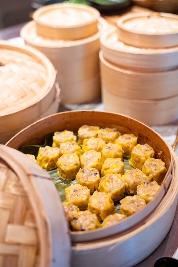 Chinese Steamed Pork Dumpling in Basket Stock Image - Image of food ...