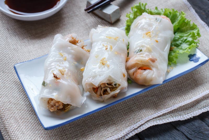 Chinese Steamed Rice Noodle Rolls Stock Photo - Image of steamed, roll ...