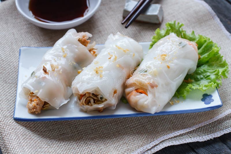 Chinese Steamed Rice Noodle Rolls Stock Photo - Image of pork, shrimp ...
