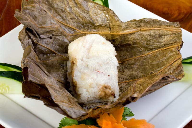 Chinese Sticky Rice in Lotus Leaf Stock Image - Image of leaf, lotus ...