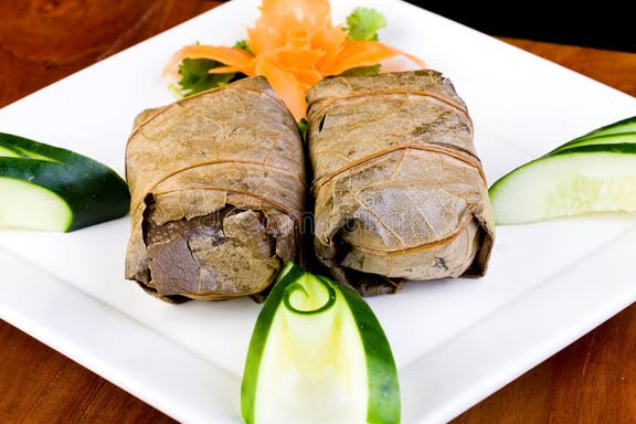Chinese Sticky Rice Wrapped in Lotus Leaf Stock Image - Image of ...