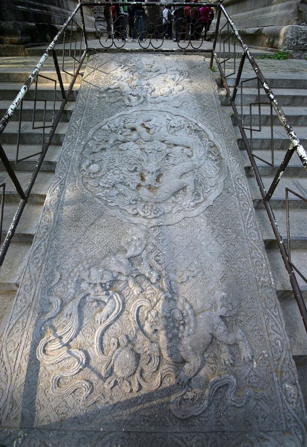 Chinese Stone Decorated Archway Stock Photo - Image of design, blue ...