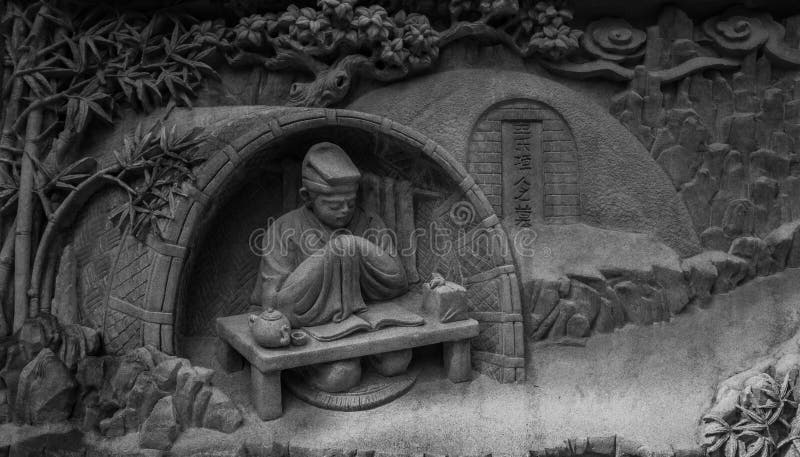 Chinese stone carving stock photo. Image of head, mythological - 141144714