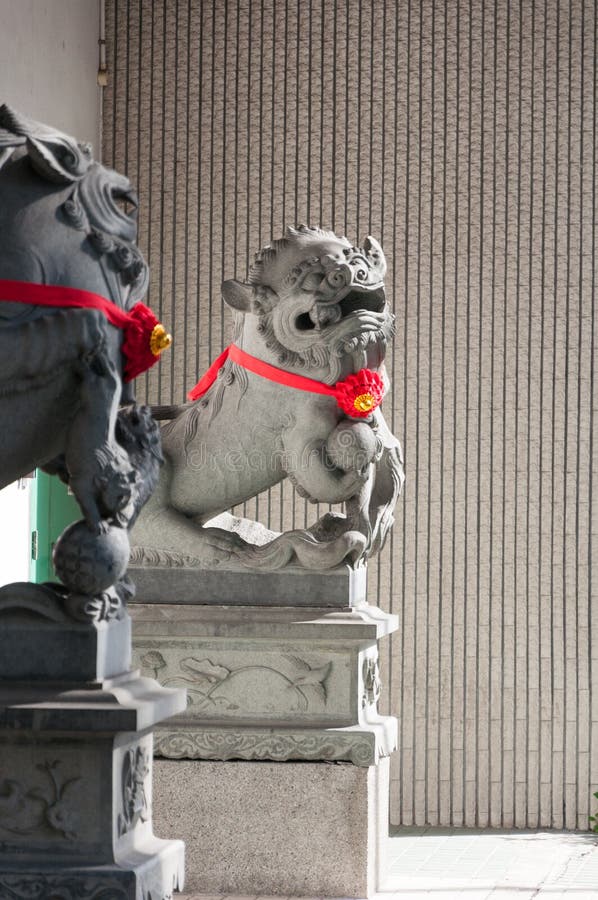 Chinese stone lion statue stock photo. Image of culture - 68470868