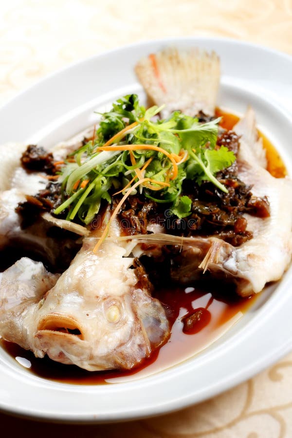 Stream fish with soy sauce stock image. Image of steam - 130093165