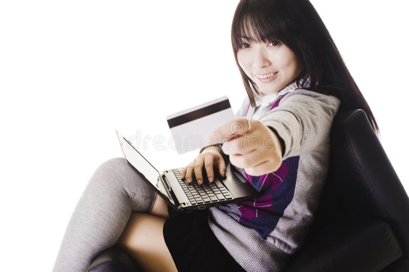 Chinese Student Showing Off a Credit Card. Stock Image - Image of ...