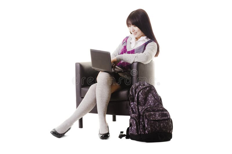 Chinese Student Working on Laptop. Stock Photo - Image of internet ...
