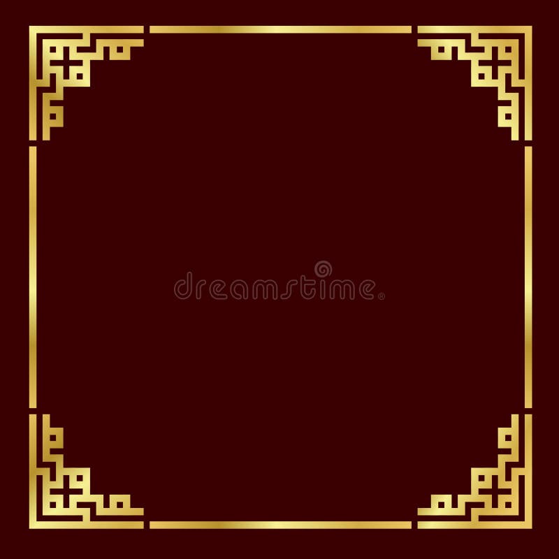 Chinese Style Border Vector with Gold Color Stock Vector - Illustration ...