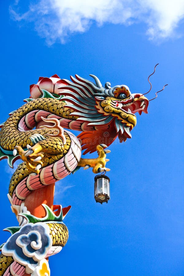 Chinese Style Dragon on Blue Sky Stock Image - Image of decorative ...