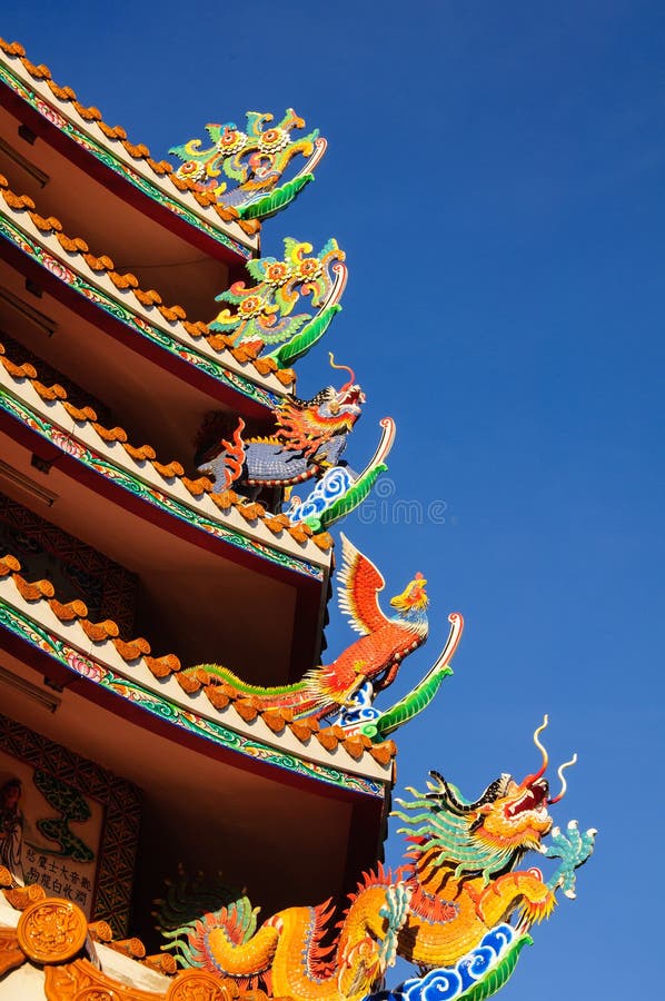 Chinese Temple with Dragon Statue Stock Image - Image of ocean, graphic ...