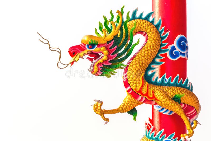 Chinese Style Dragon Statue Isolated Stock Image - Image of detail ...