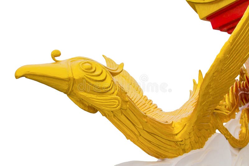 Chinese Style Golden Phoenix on White Background Stock Image - Image of ...