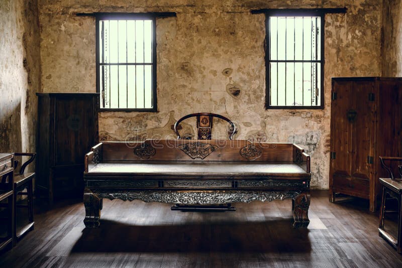 Chinese style living room stock photo. Image of antique - 188628040