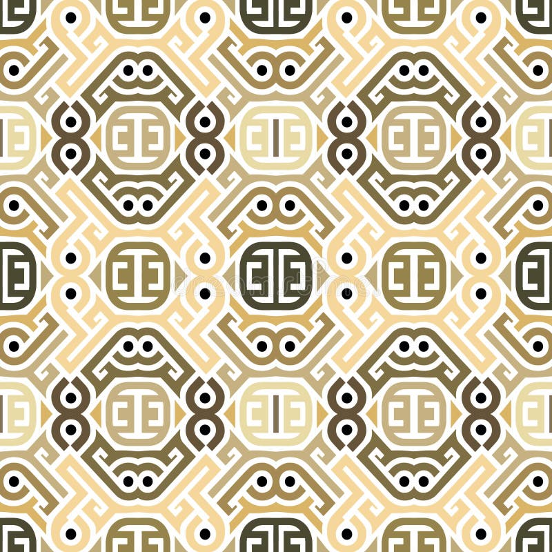 Chinese Style Mazes Meanders Circles Lines Seamless Pattern. Ornamental ...