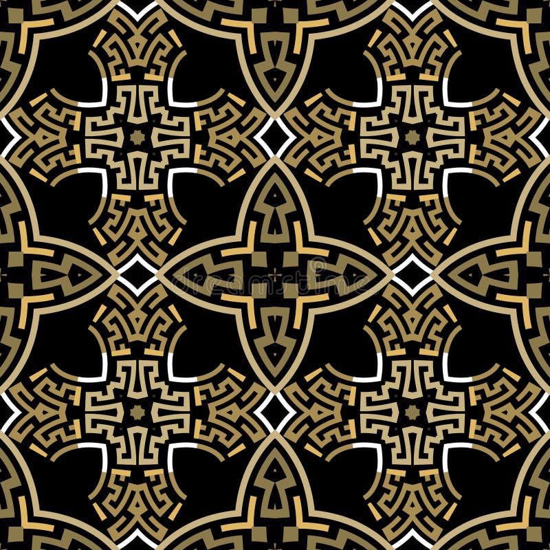Chinese Style Mazes Meanders Crosses Seamless Pattern. Ornamental ...
