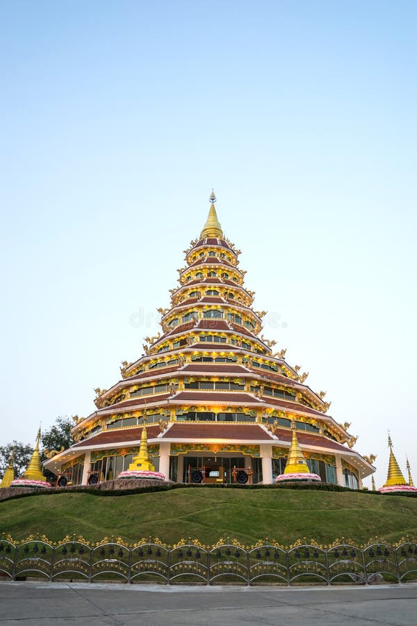 Chinese Style Pagoda in Thai Temple Under Twilight Sky Stock Photo ...