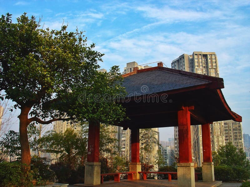 Chinese Style Pavilion with Blue Sky Stock Image - Image of pavilion ...