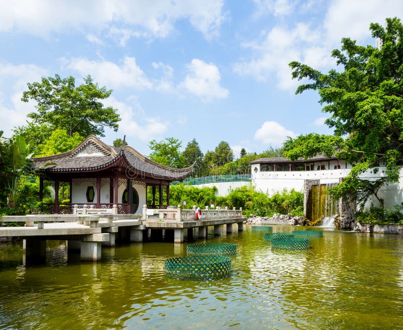 Chinese Style Pavilion with Lake Stock Photo - Image of design, clear ...