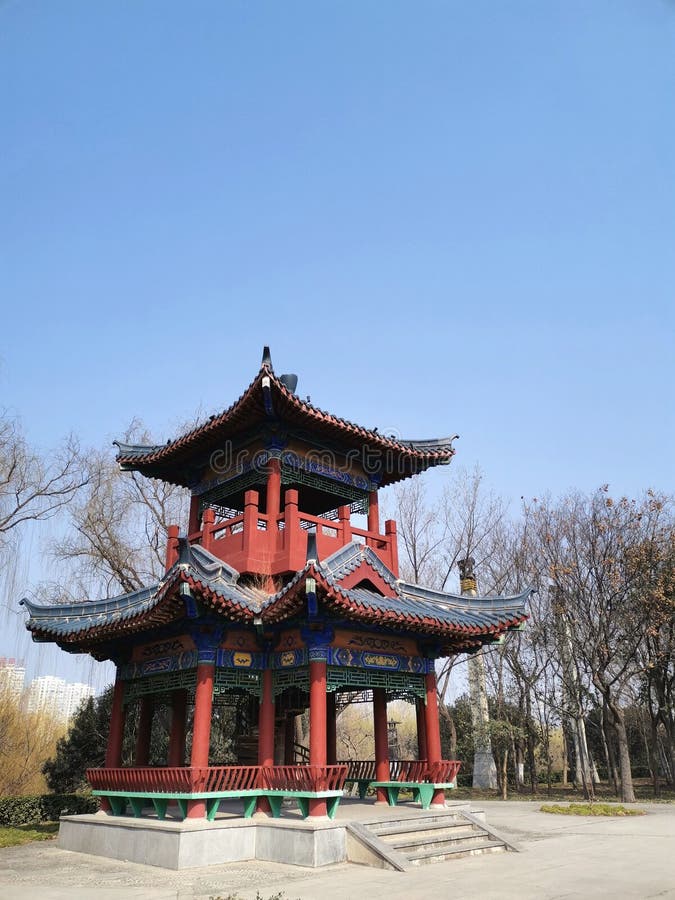 Chinese Style Pavilion Under the Blue Sky Stock Photo - Image of roof ...