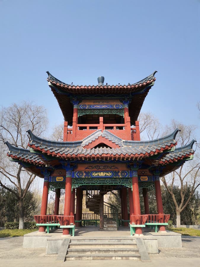 Chinese Style Pavilion Under the Blue Sky Stock Photo - Image of ...