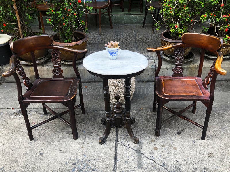 Chinese Style Table and Chairs Set in Front of a Chinese Restaurant ...
