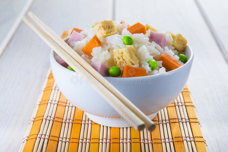 Chinese Style Three Delights Rice Stock Image - Image of chinese ...