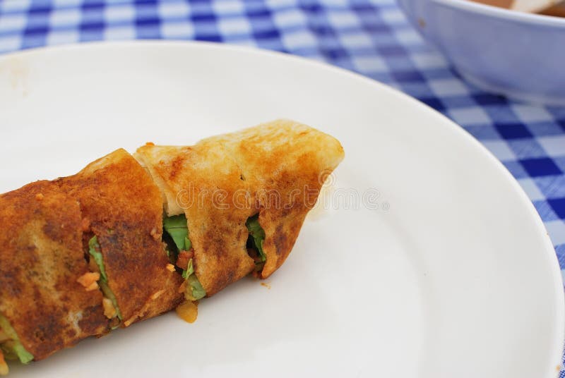Chinese Style Vegetarian Spring Roll or Crepe Stock Photo - Image of ...