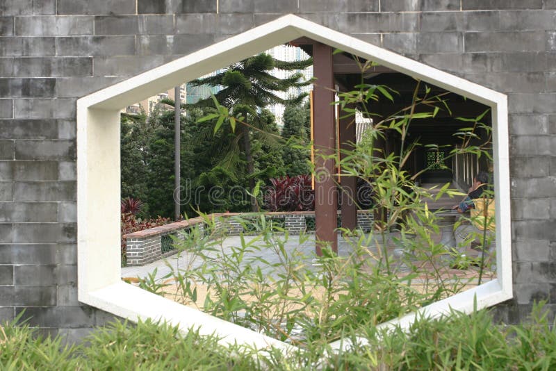 The Chinese Style Window in Garden at Hong Kong 27 Dec 2004 Editorial ...