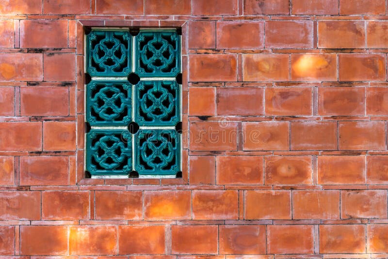 Chinese Style Window Over the Red Brick Wall Stock Image - Image of ...